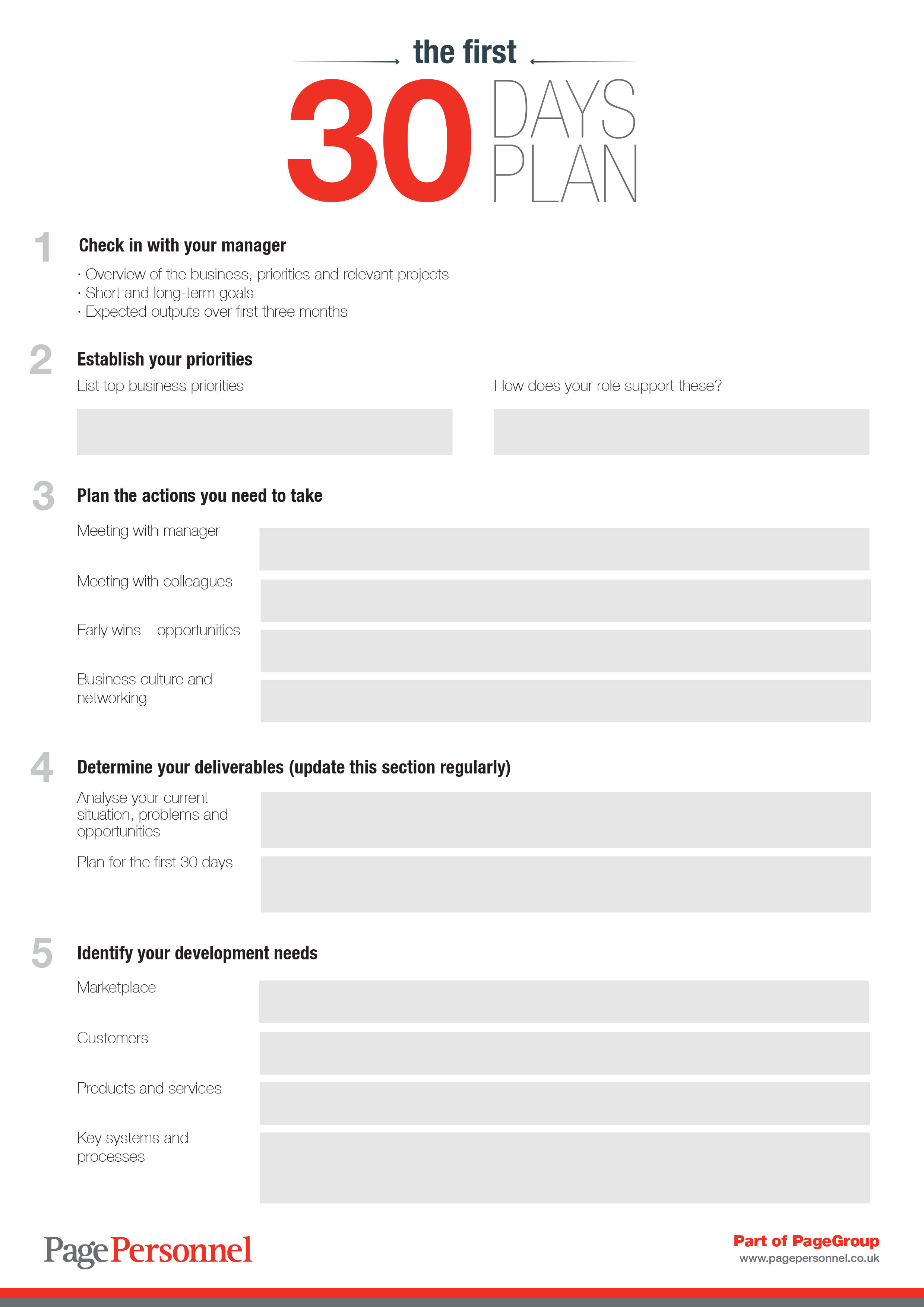 The first 30 days: a downloadable template and guide | Page Personnel